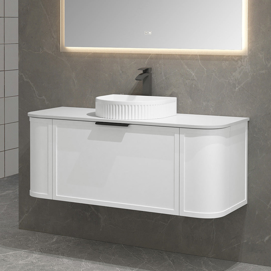 1200mm Curved Wall Hung Vanity Matte White York | Arova Bathrooms – AROVA