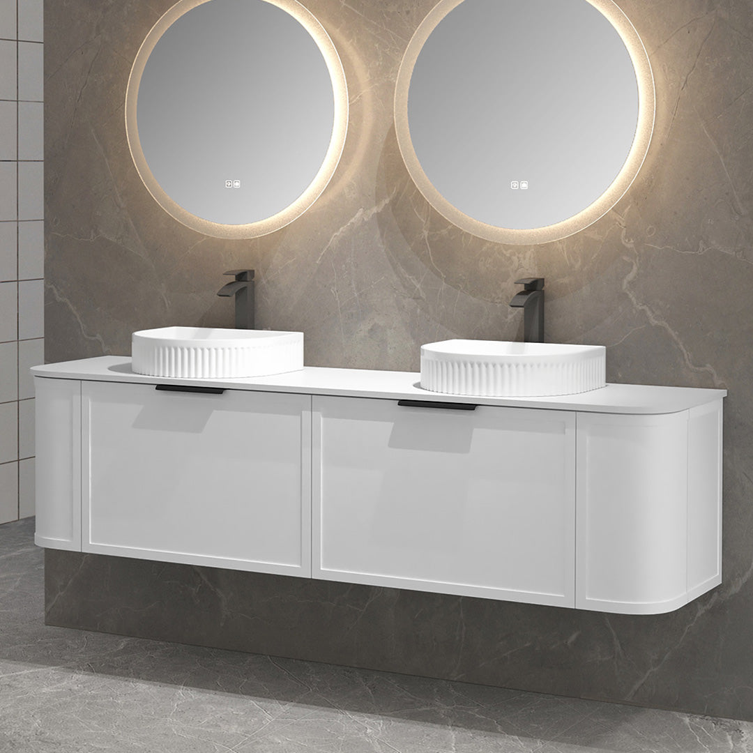 1800mm Curved Wall Hung Vanity Matte White York | Arova Bathrooms – AROVA