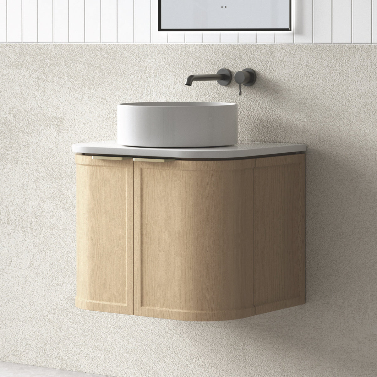 600mm Curved Wall Hung Vanity Timber York | Arova Bathrooms – AROVA