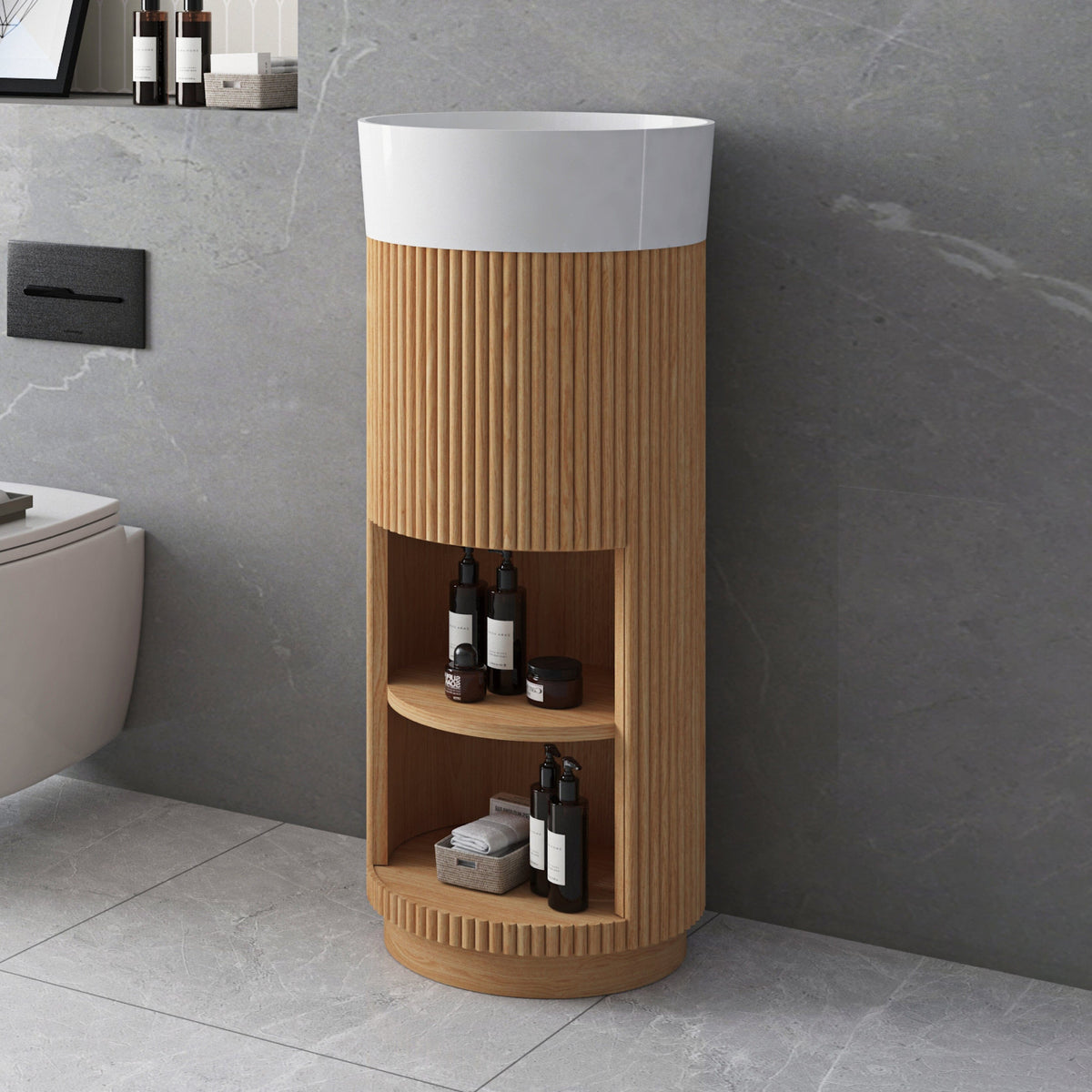Timber Fluted Freestanding Small Vanity 400mm Aero | Arova Bathrooms ...
