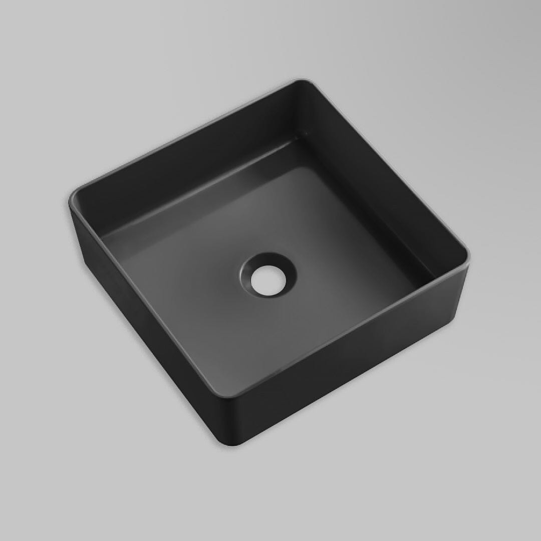 400mm Solid Surface Square Above Counter Basin Black Lumi | Arova ...