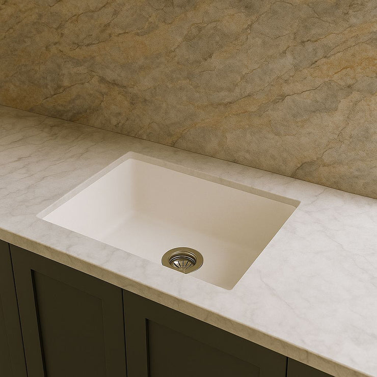 White Granite Stone Kitchen Sink 650x450mm Single Bowl CLIO | Arova ...