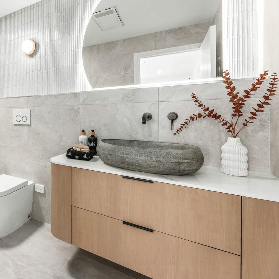 1200mm Curved Wall Hung Vanity Timber Ellie | Arova Bathrooms – AROVA
