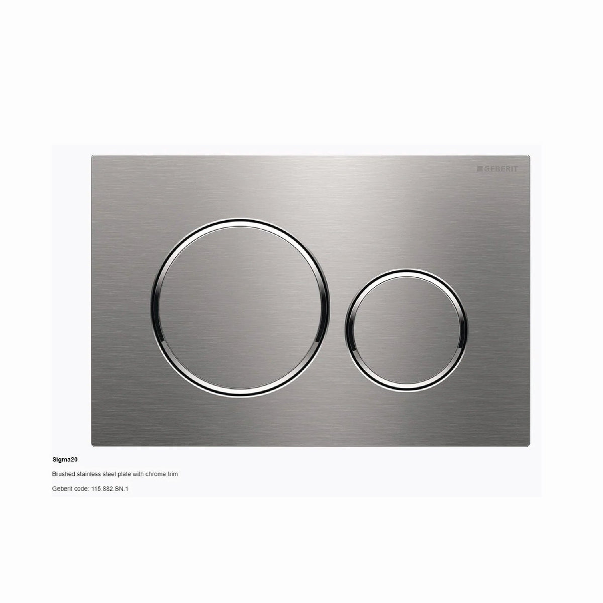 Geberit Sigma 20 Dual Flush Button Brushed Stainless Steel Plate with ...