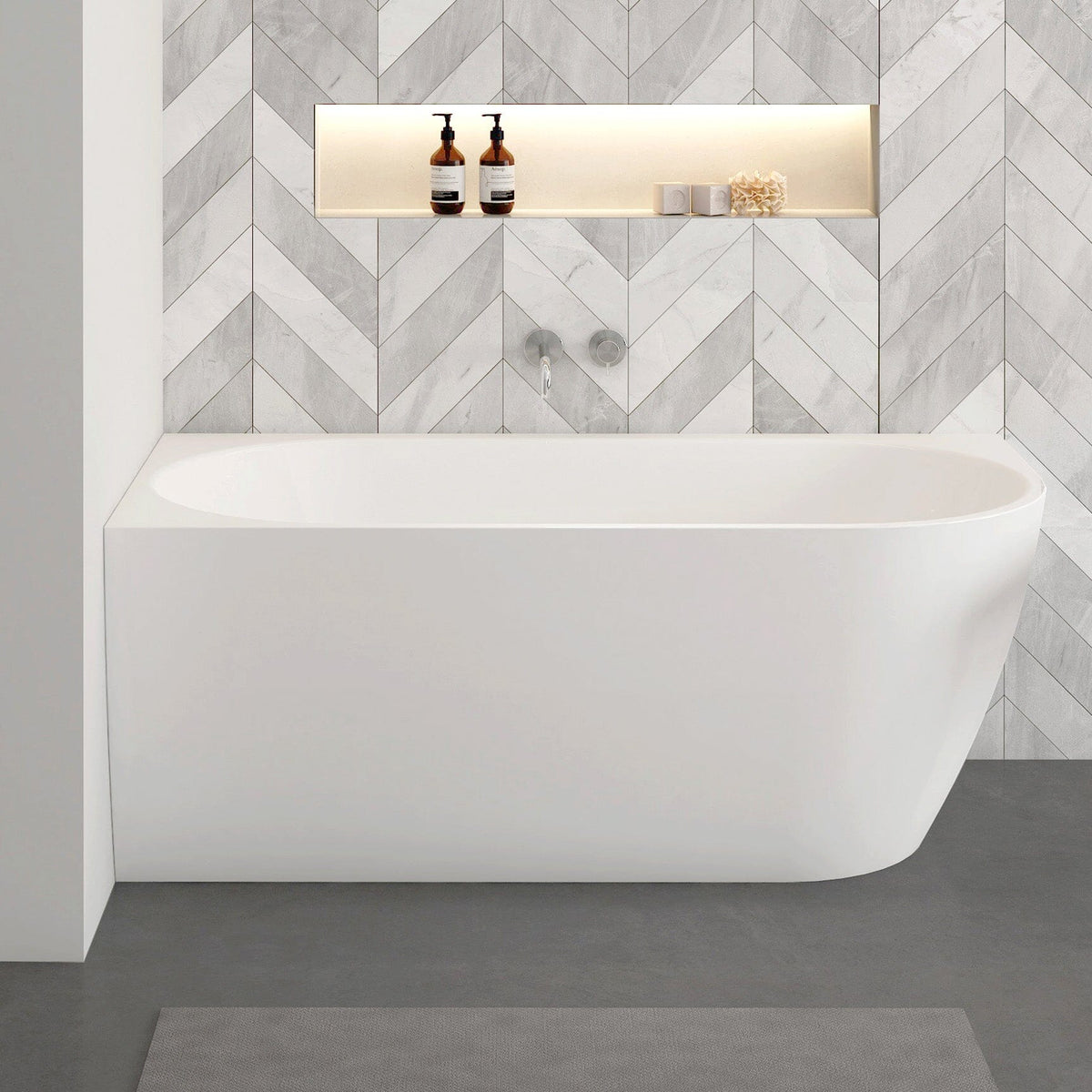 1500mm Left Hand Corner Bath with Overflow Gloss White Lena | Arova ...