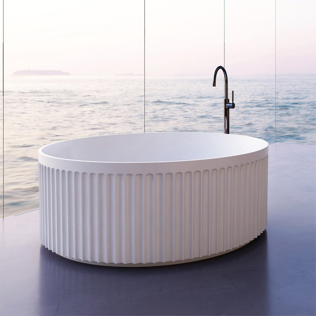 Round Fluted Freestanding Bathtub MELO 1350mm Gloss White | Arova ...