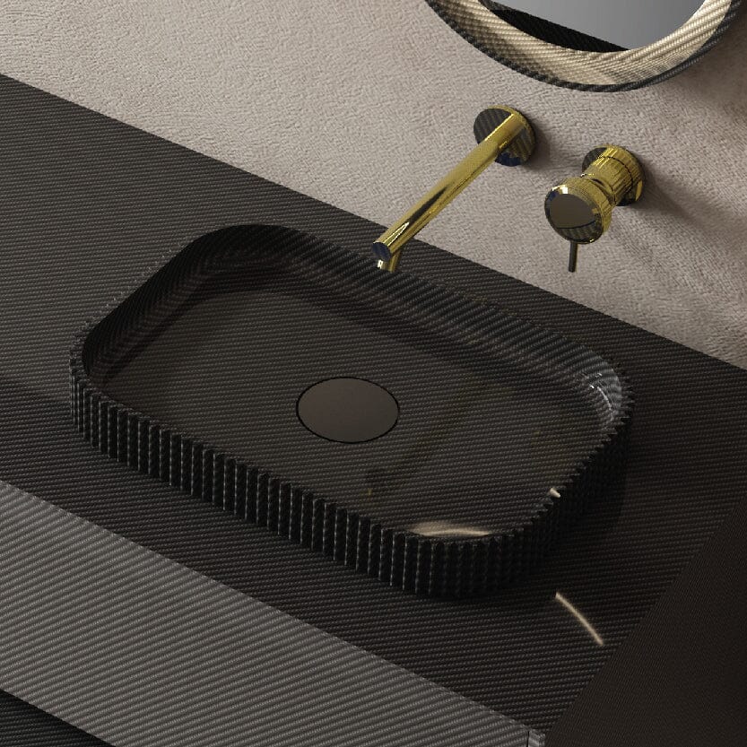 Noir Rectangular Above Counter Bathroom Basin Carbon Fiber Black – AROVA