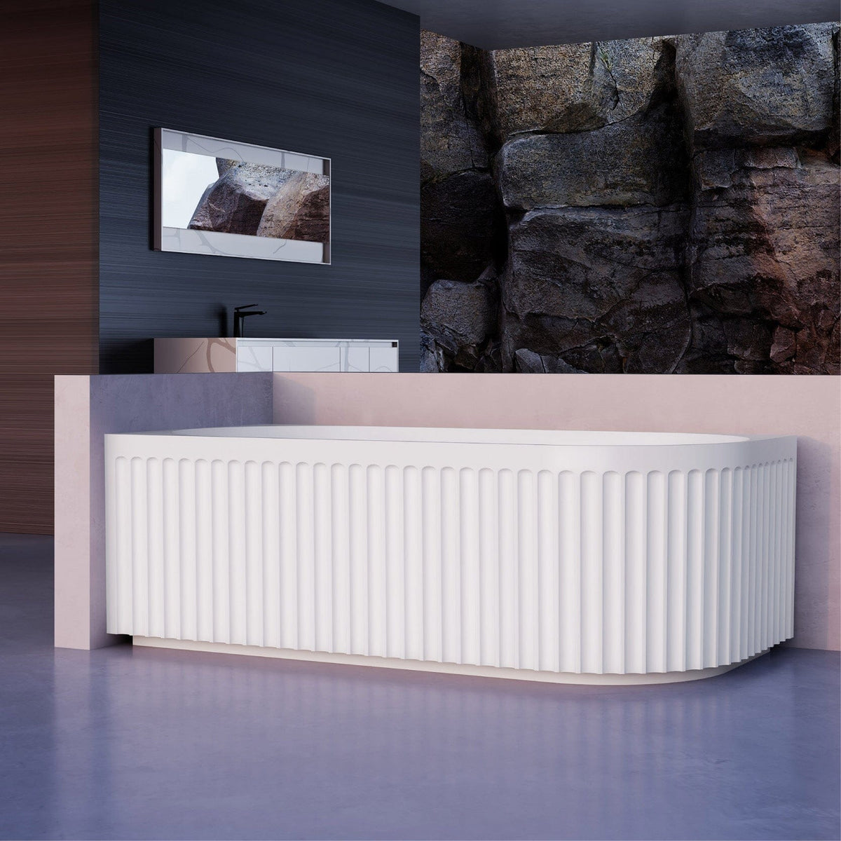 Fluted Freestanding Bathtub Left Hand Corner OLA 1500mm Gloss White ...