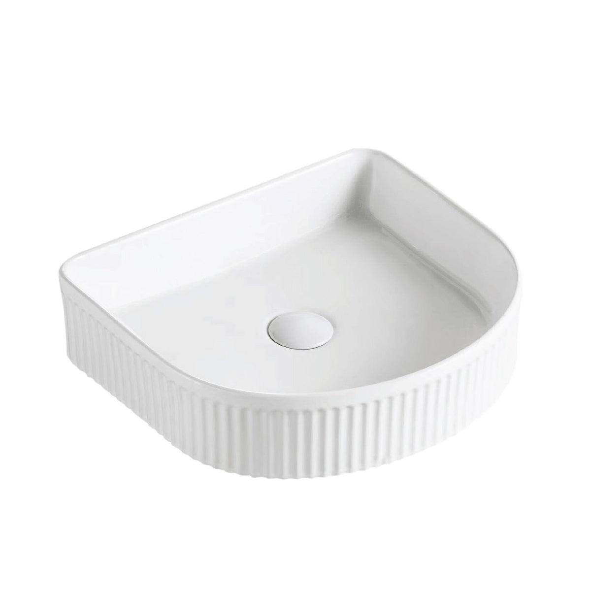 415mm Fluted Oval Counter Top Basin Matte White Ceramic – AROVA