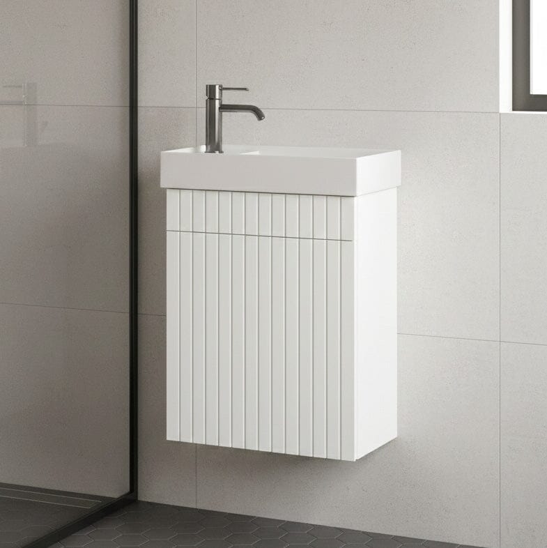390mm Small Space Vanity Wall Hung White | Arova Bathrooms – AROVA