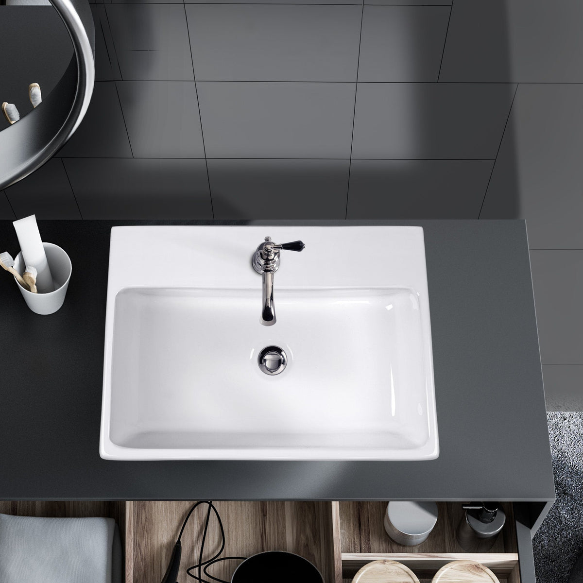 ACQUA Narrow Above Counter Basin 1 Tap Hole