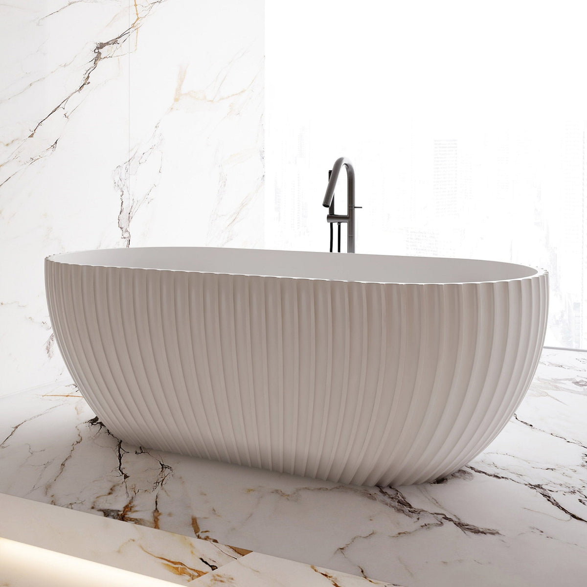 1500mm Freestanding Bath Tub Shell Fluted Gloss White Alba | Arova ...