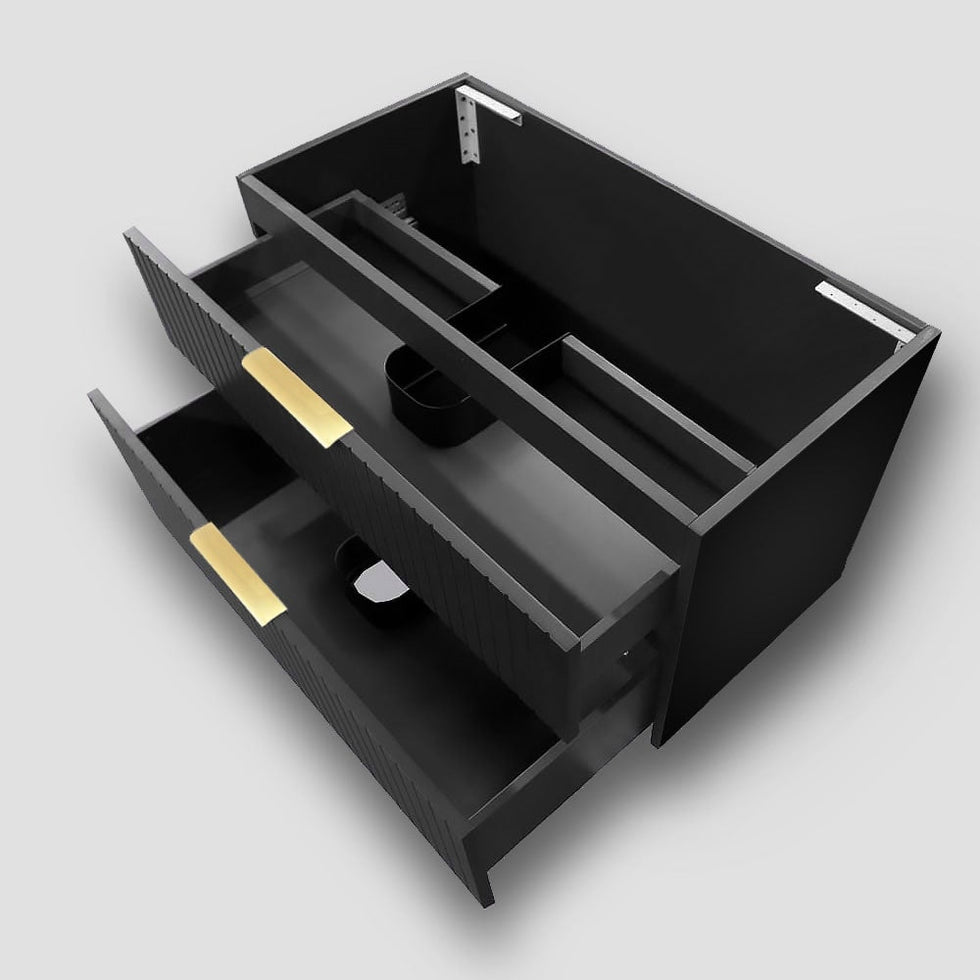 Bronte 900mm Wall Hung Bathroom Vanity Matte Black Arova Melbourne – AROVA