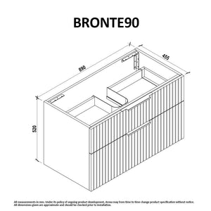 Bronte 900mm Wall Hung Bathroom Vanity Matte Black Arova Melbourne