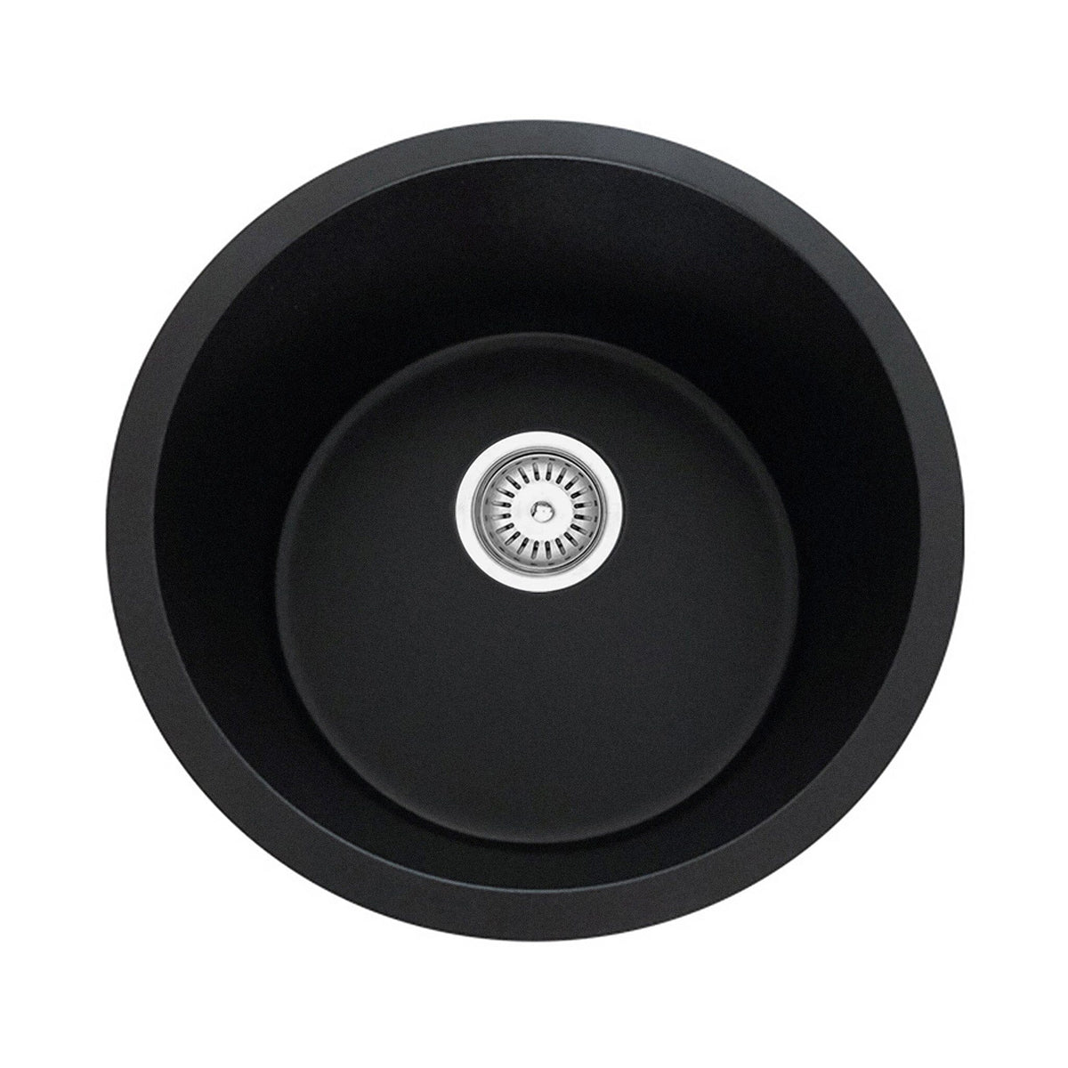Black Granite Stone Round Kitchen Sink Single Bowl 455mm Clio – AROVA