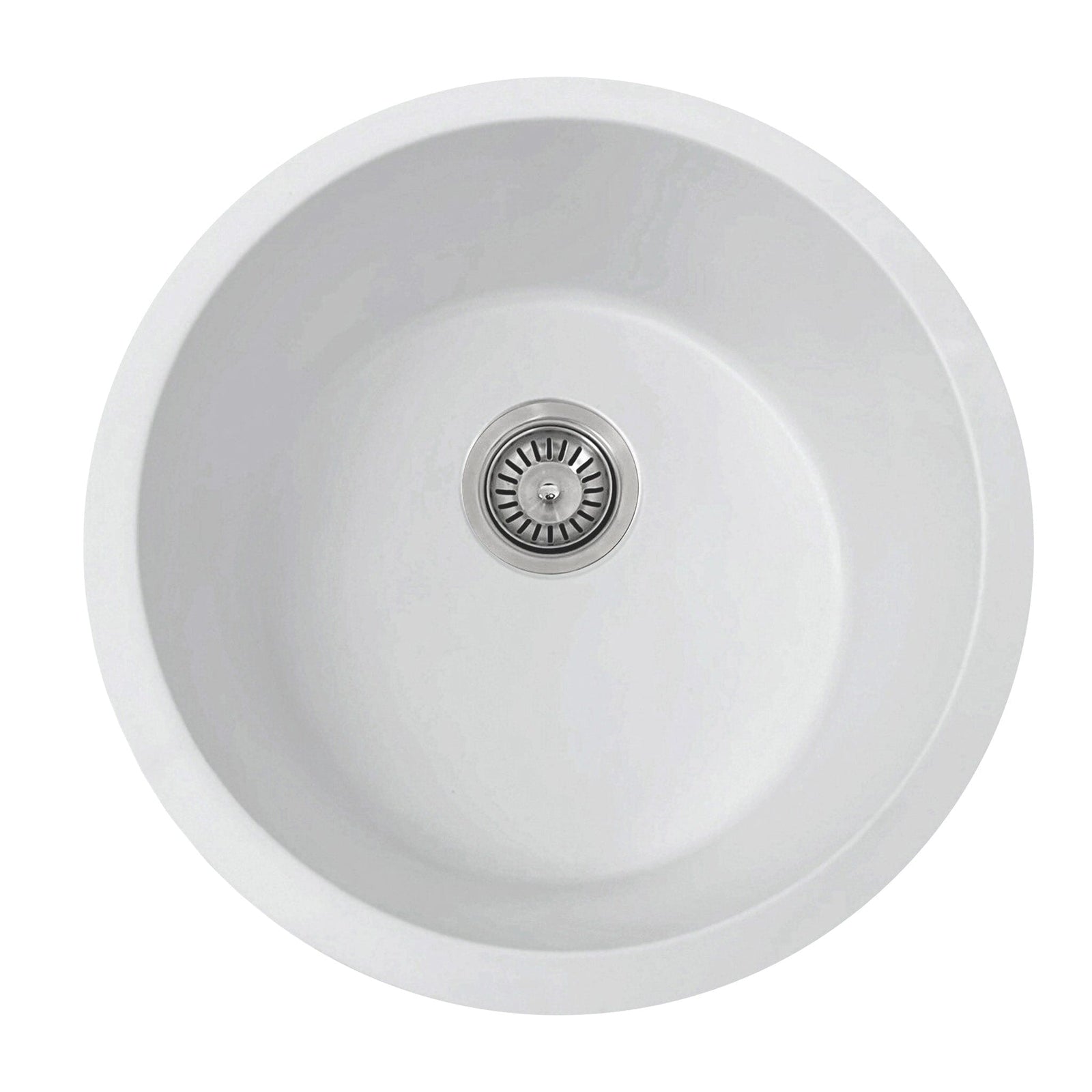 White Granite Stone Round Single Bowl Kitchen Sink 455mm Clio – AROVA