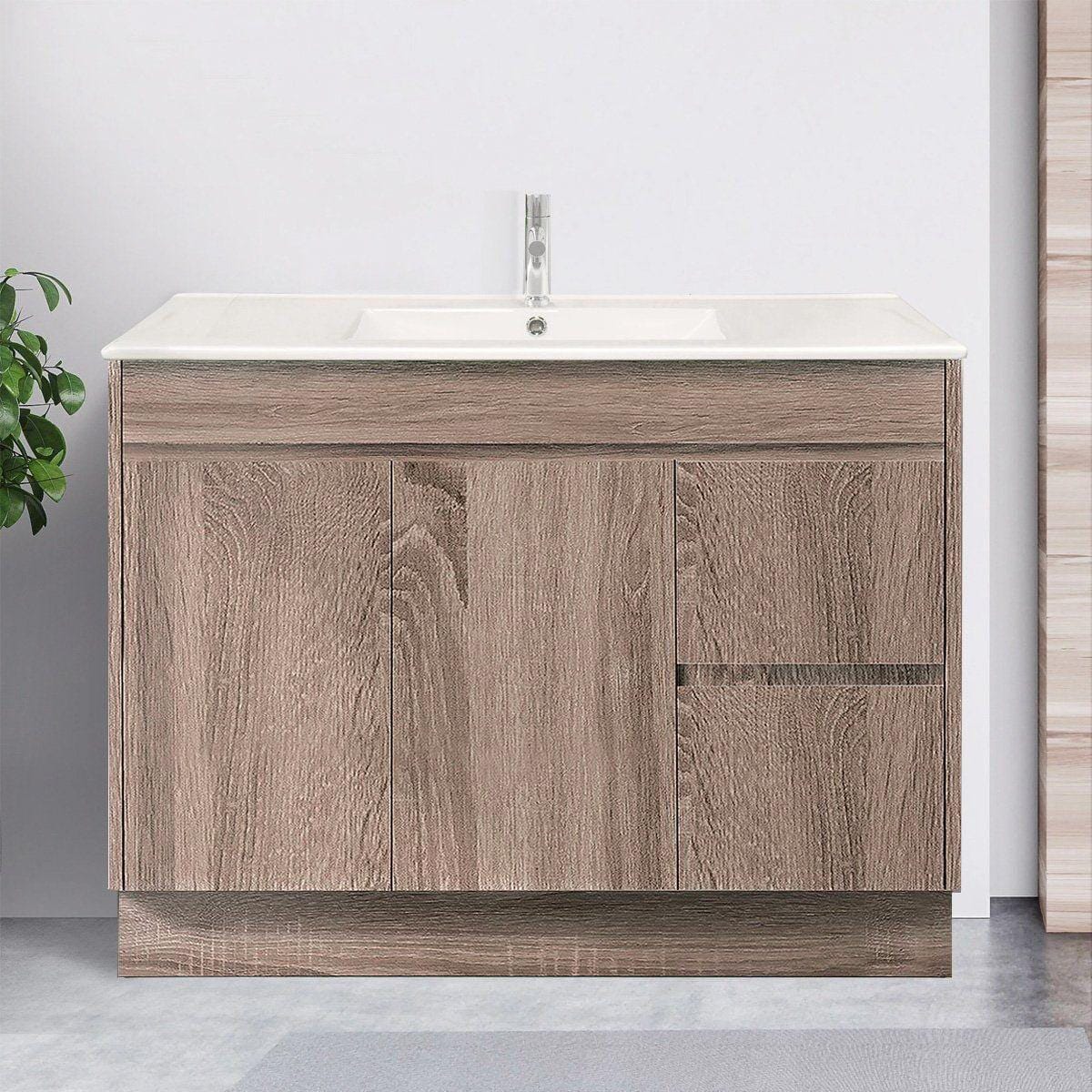 LOGAN 1200mm Timber Floor Standing Bathroom Vanity Right Hand + Ceramic ...