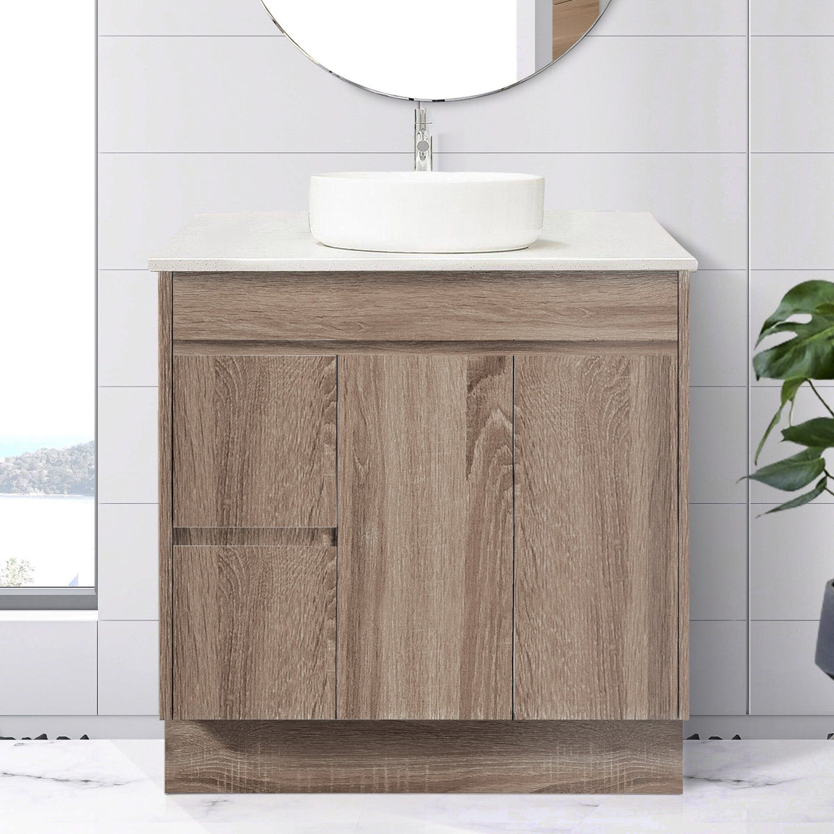Logan 900mm Freestanding Bathroom Vanity Oak Timber Cabinet Melbourne ...