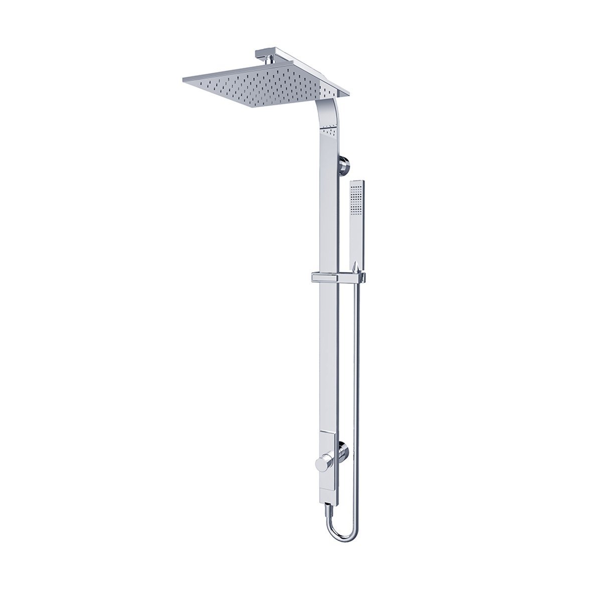 Nero Rain Square Twin Shower Set Single Hose Bottom Inlet Chrome