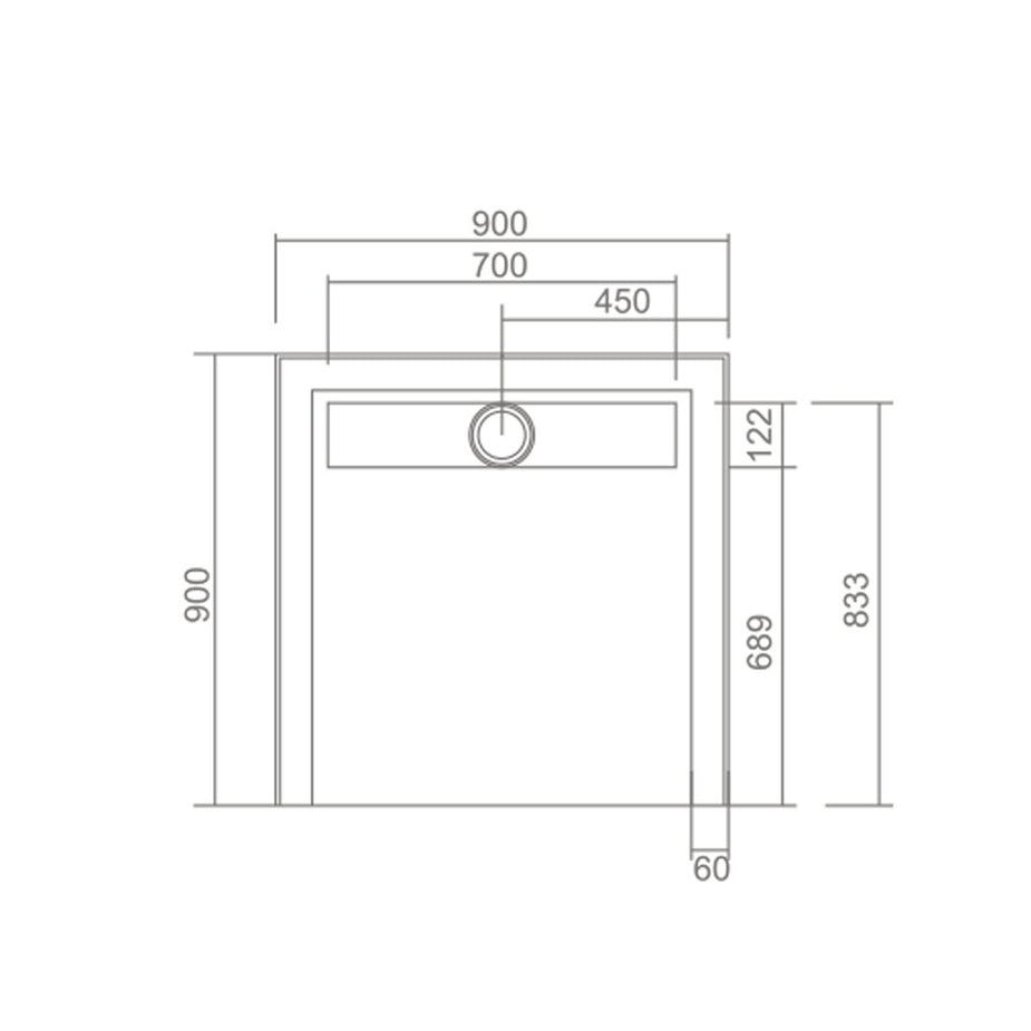 SMC Shower Base 900x900 Channel Grate Rear Waste Melbourne - Arova – AROVA