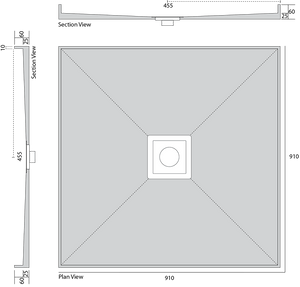 Universal Shower Base with Twist Top Puddle Flange - Centre Waste