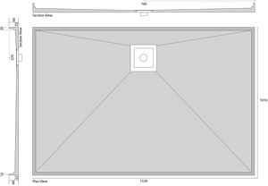 Tiled Shower Base with Puddle flange - Rear Waste