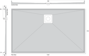 Tiled Shower Base with Puddle flange - Rear Waste